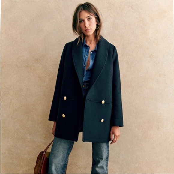 Sezane | Jackets & Coats | Sezane James Double Breasted Wool Coat In ...